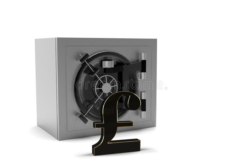 Security Metal Safe with British Pound Symbol 3D Rendering Stock ...