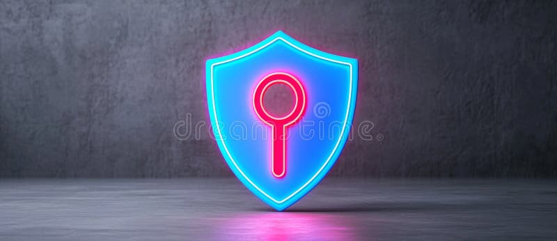 Security Minimalism Icon Hologram Red Glow Banner with Blank Space for ...