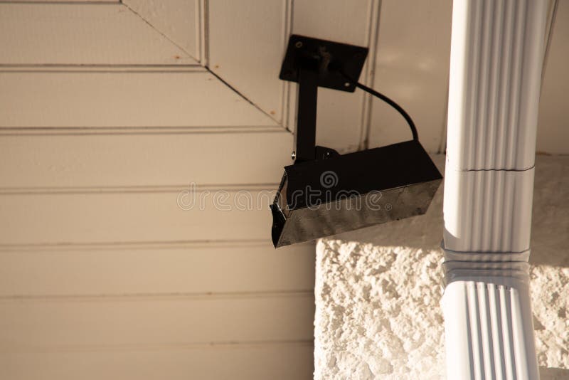 Security Modern Black Dummy Camera on Facade Wall Building Stock Photo ...