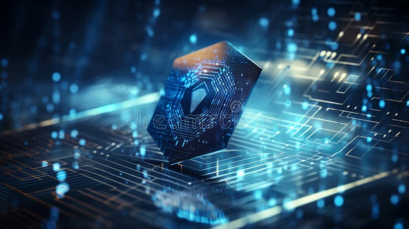 Security Net And Data Protection Concept With Digital Shield Symbol With Covered By Binary Code