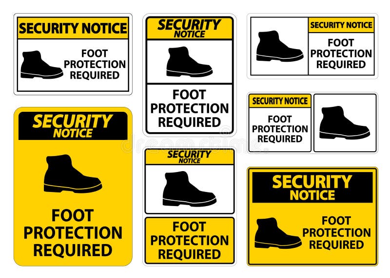 Security Notice Foot Protection Required Wall Symbol Sign Isolate on ...