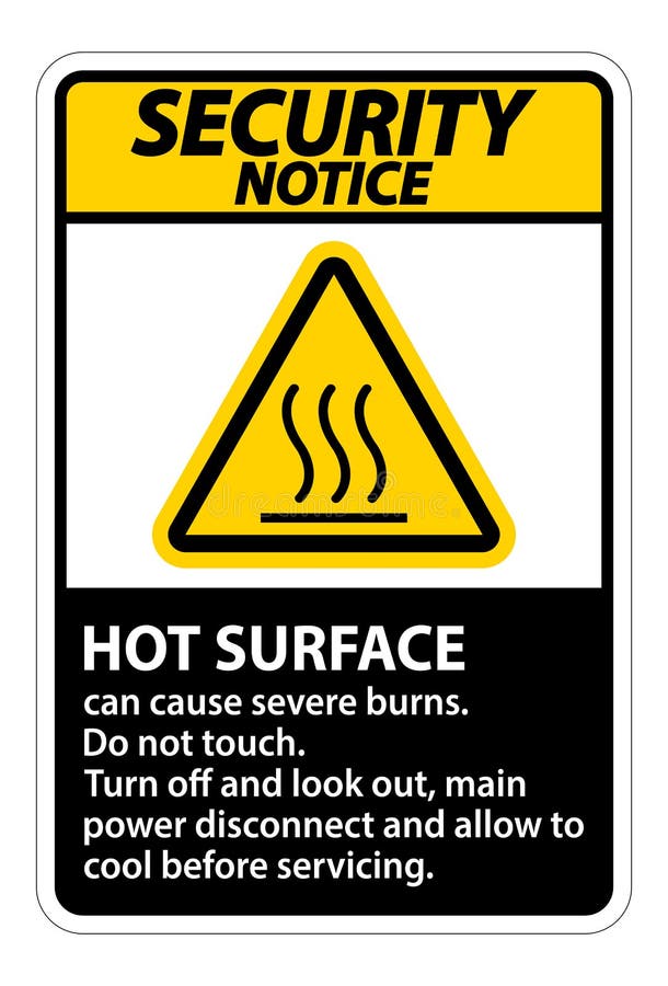 Security Notice Hot Surface Sign on White Background Stock Vector ...