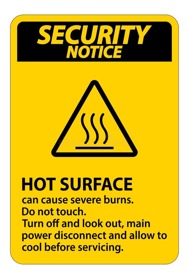 Security Notice Hot Surface Sign on White Background Stock Vector ...