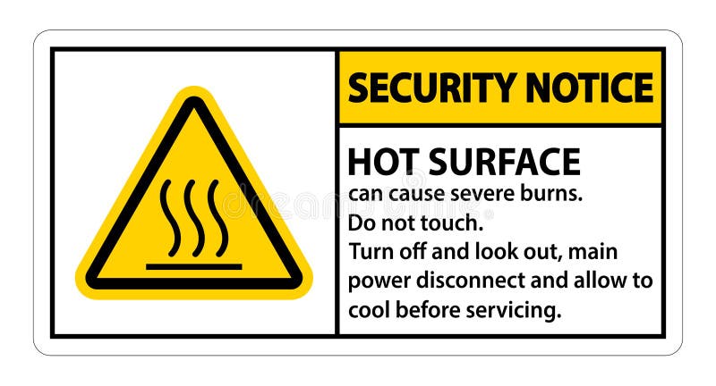 Security Notice Hot Surface Sign on White Background Stock Vector ...