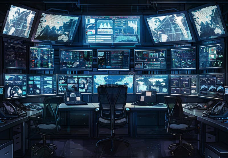 Security Office with Many Display. Monitoring System. Computer and Data ... Security Office with Many Display. Monitoring System. Computer and Data ...