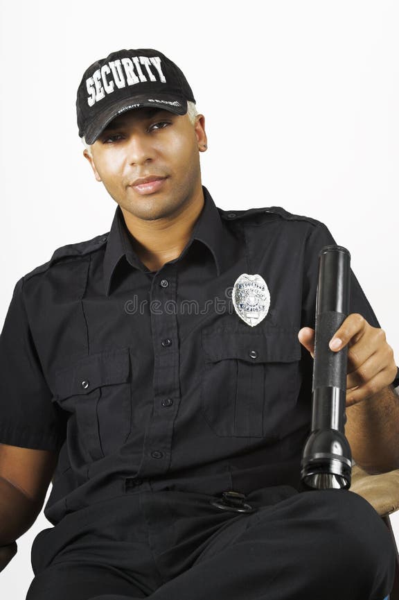 Security officer stock image. Image of blond, lamp, pointing - 3177511