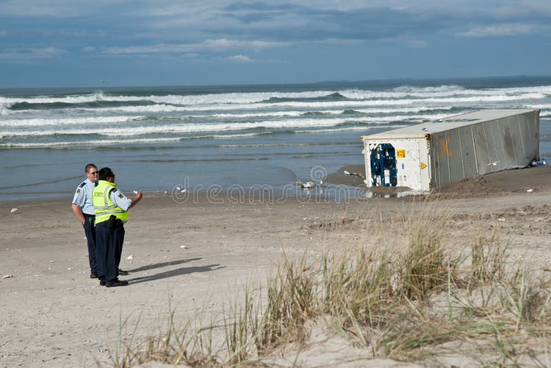 Security Officer on Beach To after Rena D Editorial Image - Image of ...