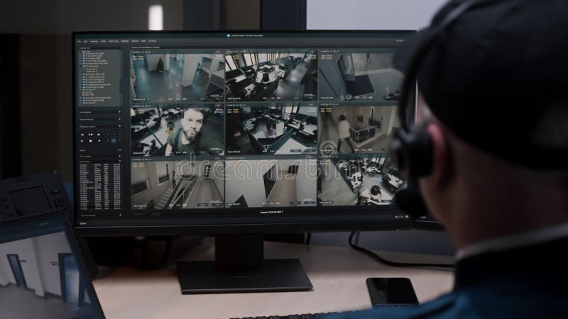 Security Officer Controls CCTV Cameras Stock Image - Image of analyze ...