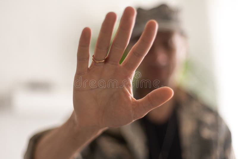 Security Officer Making the Stop Sign. Military Stock Image - Image of ...