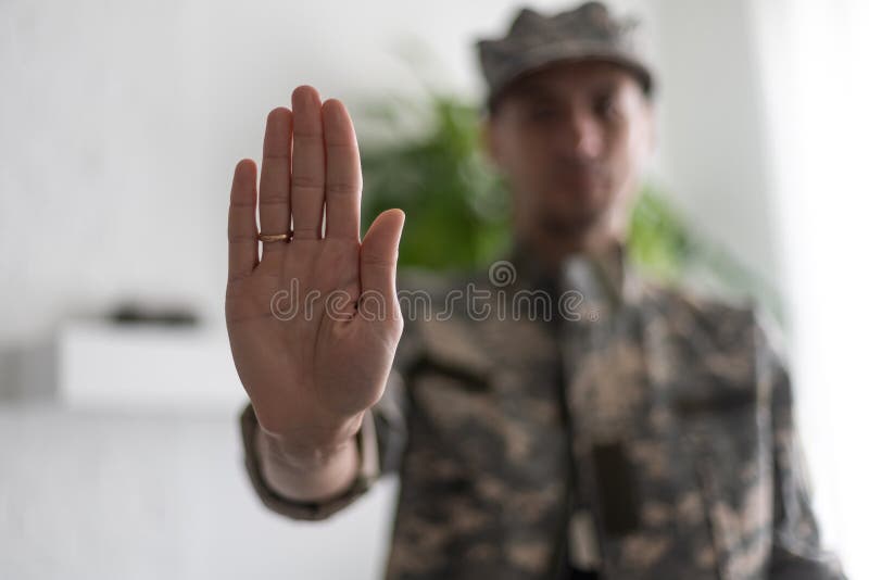 Security Officer Making the Stop Sign. Military Stock Photo - Image of ...