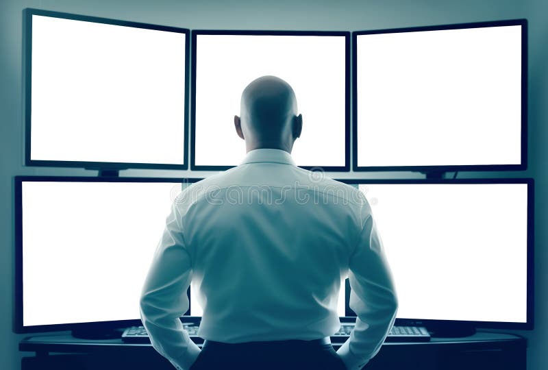 Security Officer Monitoring Multiple Surveillance Screens Stock ...