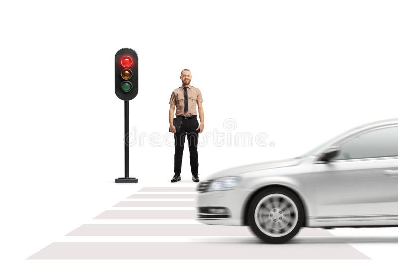 Security Officer Waiting at Traffic Lights Stock Image - Image of ...