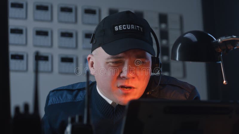 Security Officers Looking at Pc Monitors Stock Image - Image of ...