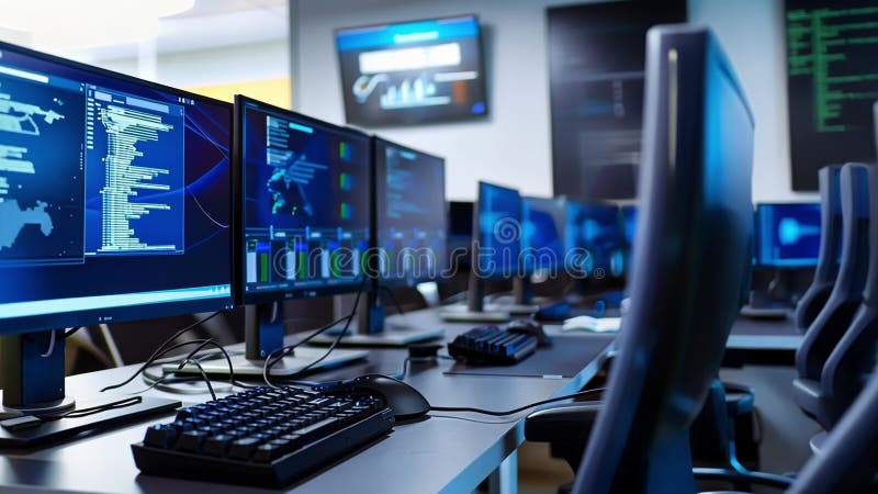Security Operations Center Showing World Map and Data on Multiple Monitors Stock Footage - Video ...