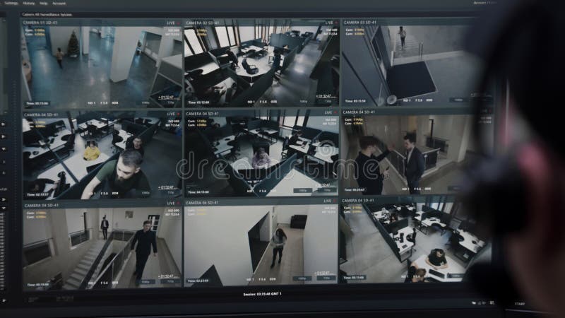 Security Operator Controls CCTV Cameras in Office Stock Image - Image ...