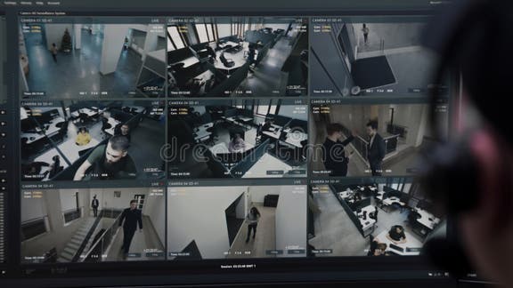 Security Operator Controls CCTV Cameras in Office Stock Image - Image ...