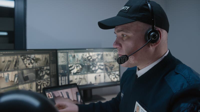 Security Operator Monitoring CCTV Cameras Stock Image - Image of ...