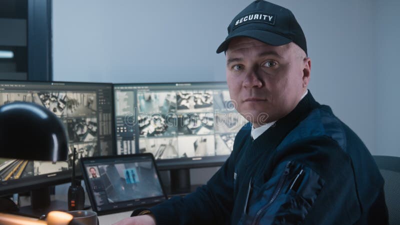 Security Operator Zoom CCTV Cameras Using Tablet Stock Photo - Image of ...