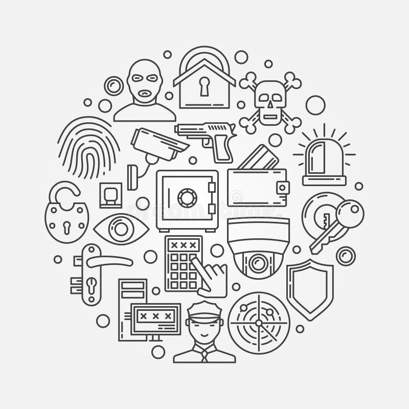 Security Outline Round Illustration Stock Vector - Illustration of ...