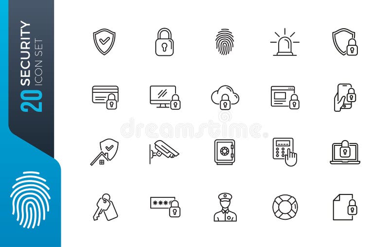 Minimal security icon set stock vector. Illustration of design - 192703552