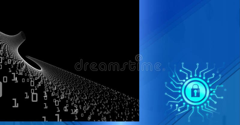Security Padlock Icon Over Binary Coding Data Processing Against Blue Technology Background