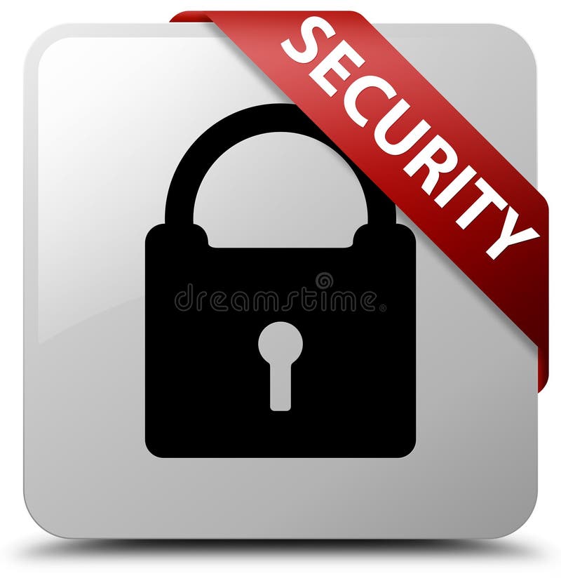 Security (padlock Icon) White Square Button Red Ribbon in Corner Stock ...