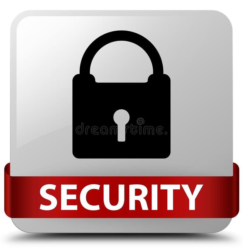 Security (padlock Icon) White Square Button Red Ribbon in Middle Stock ...