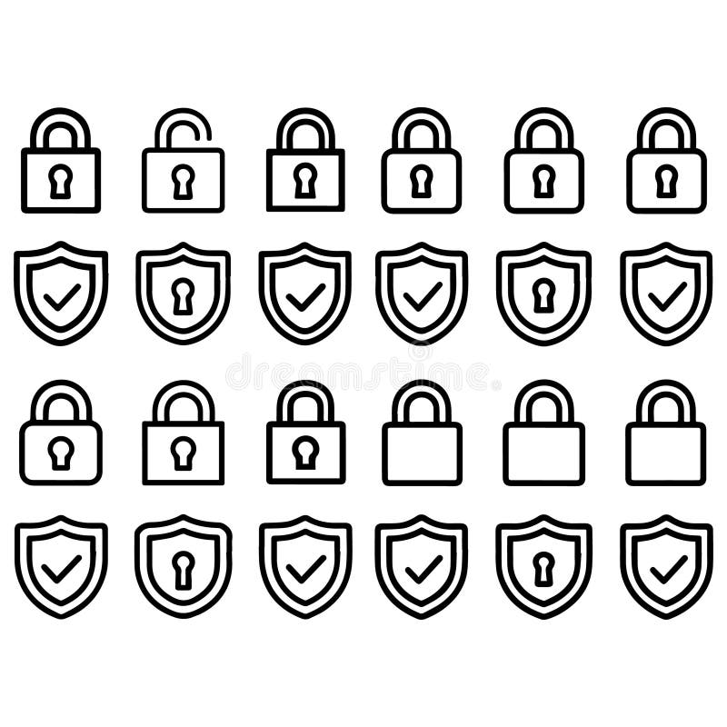 Security Padlock Icons Vector Set Stock Vector - Illustration of ...