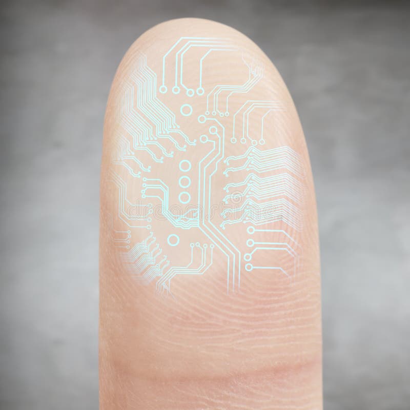 Finger Pressing on Virtual Button with Dactyloscopy Scanner. Stock ...