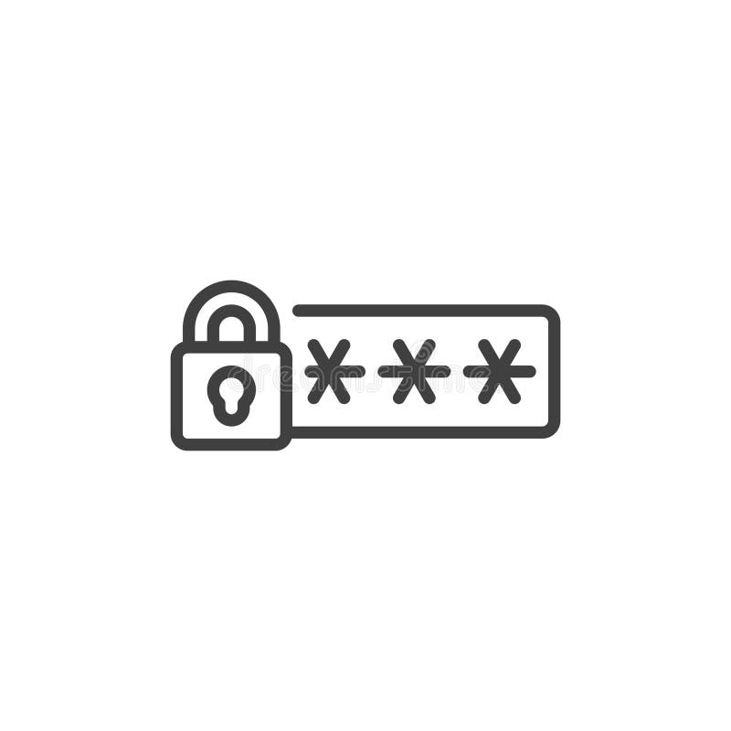 Security Password Line Icon Stock Vector - Illustration of clipart ...