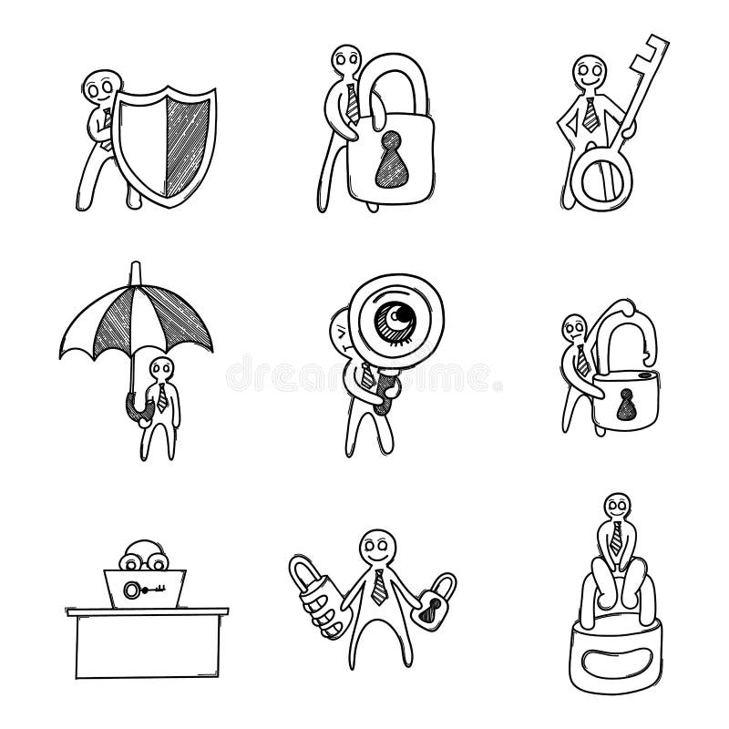 Safe Doodle Vector Icon. Drawing Sketch Illustration Hand Drawn Line ...