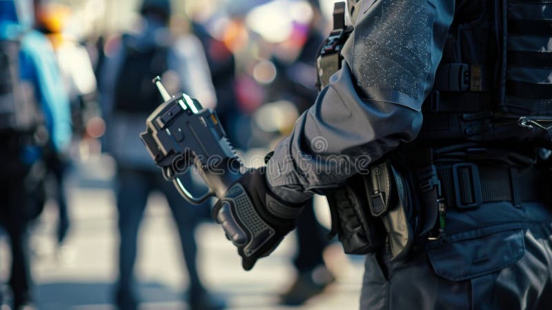 Security Personnel Equipped with Nonlethal Weapons Such As Tasers for ...