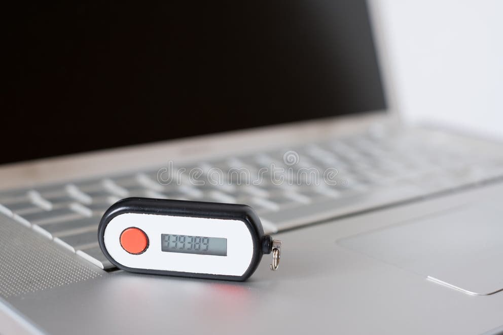 Security Pin Banking Generator and Computer Stock Photo - Image of ...