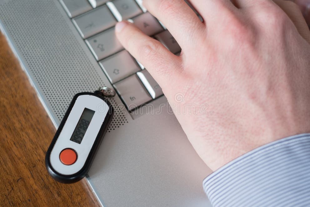 Security Pin Banking Generator and Computer Stock Photo - Image of ...