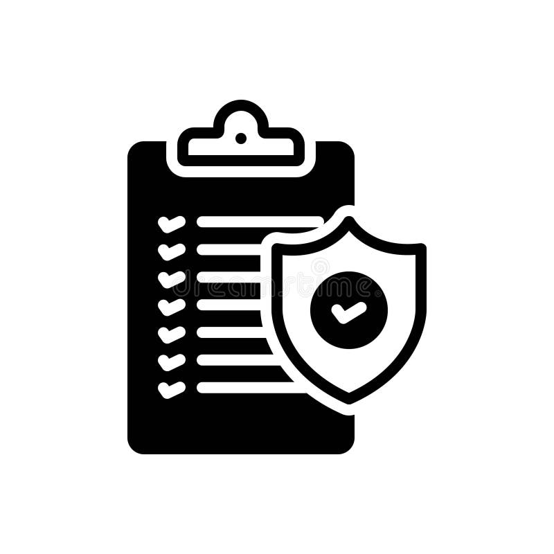 Black Solid Icon for Security Policies, Policies and Insurance Stock ...