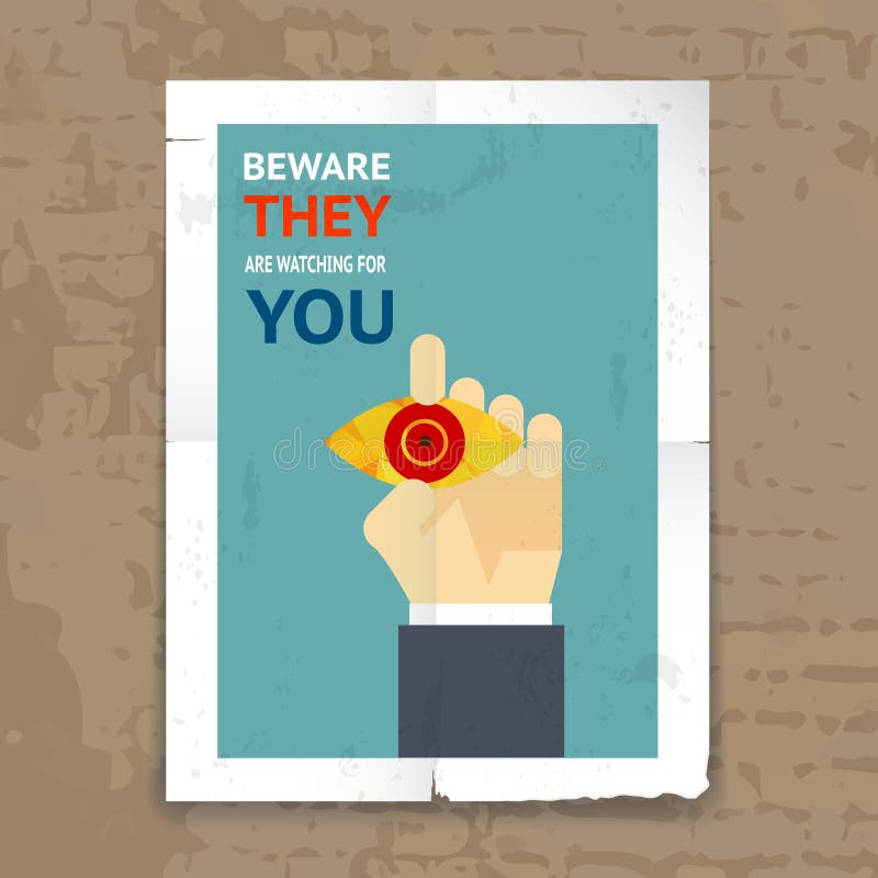 Security Poster with Surveillance Concept Stock Vector - Illustration ...