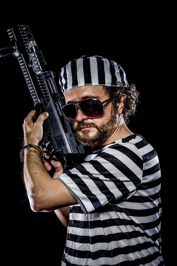 Protest .Prison Riot Concept. Man Holding a Machine Gun, Prisoner Stock ...