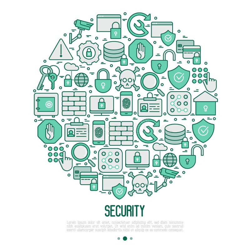 Security and Protection Concept in Circle Stock Vector - Illustration ...