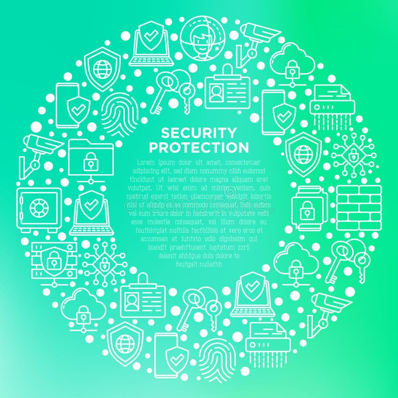 Security and Protection Concept in Circle Stock Vector - Illustration ...