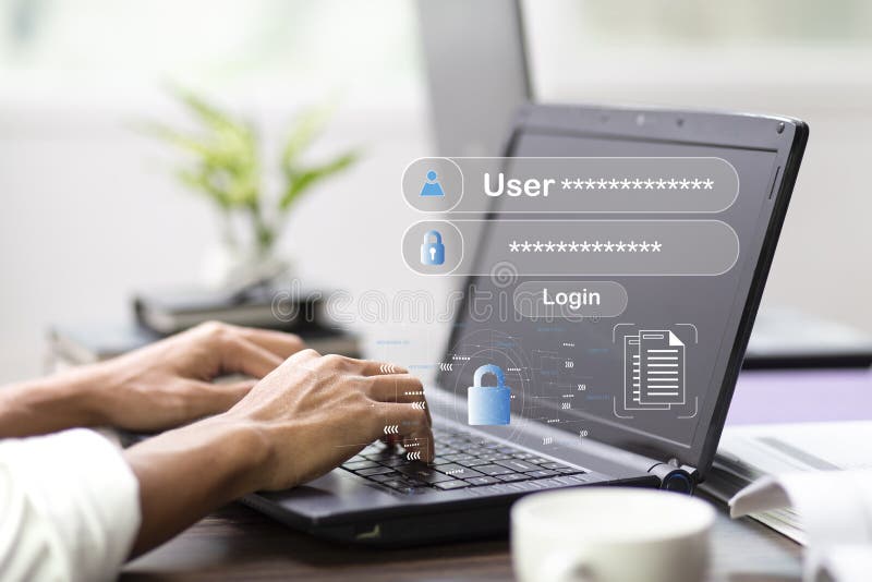 Security Protection Data and Typing Password Login Stock Image - Image ...
