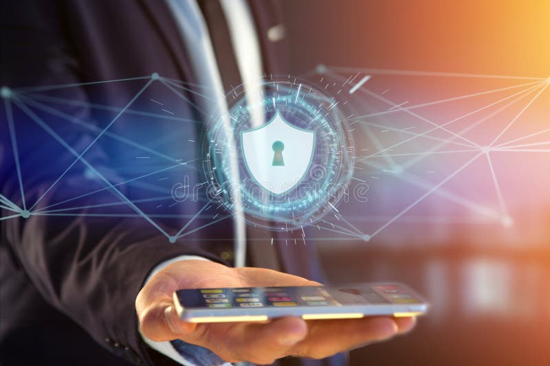 Security Protection Icon on a Futuristic Interface Stock Photo - Image ...