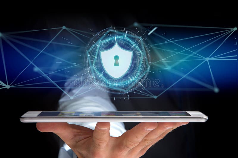 Security Protection Icon on a Futuristic Interface Stock Image - Image ...
