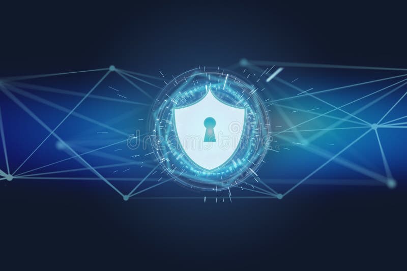 Security Protection Icon on a Futuristic Interface Stock Illustration ...
