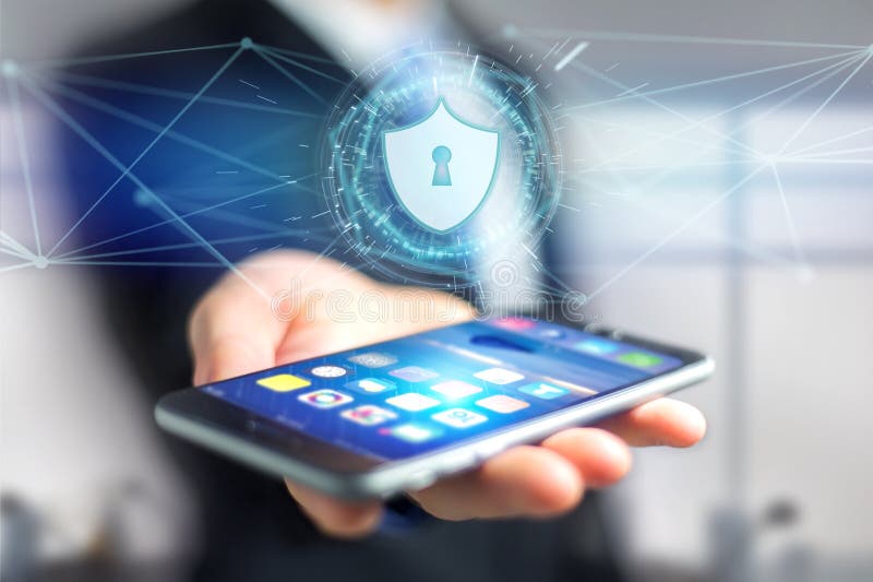 Security Protection Icon on a Futuristic Interface Stock Image - Image ...