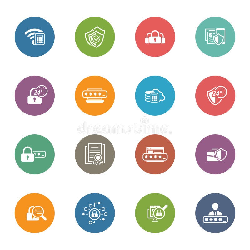 Security and Protection Icons Set Stock Illustration - Illustration of ...