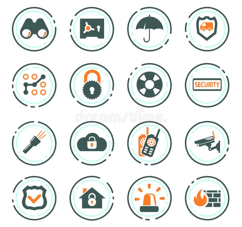 Security and Protection Icons Set Stock Vector - Illustration of ...