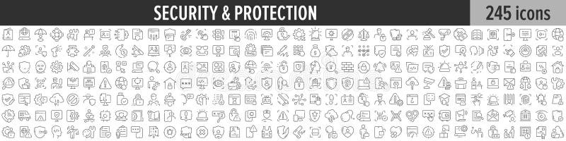Security and Protection Linear Icon Collection. Big Set of 245 Security ...