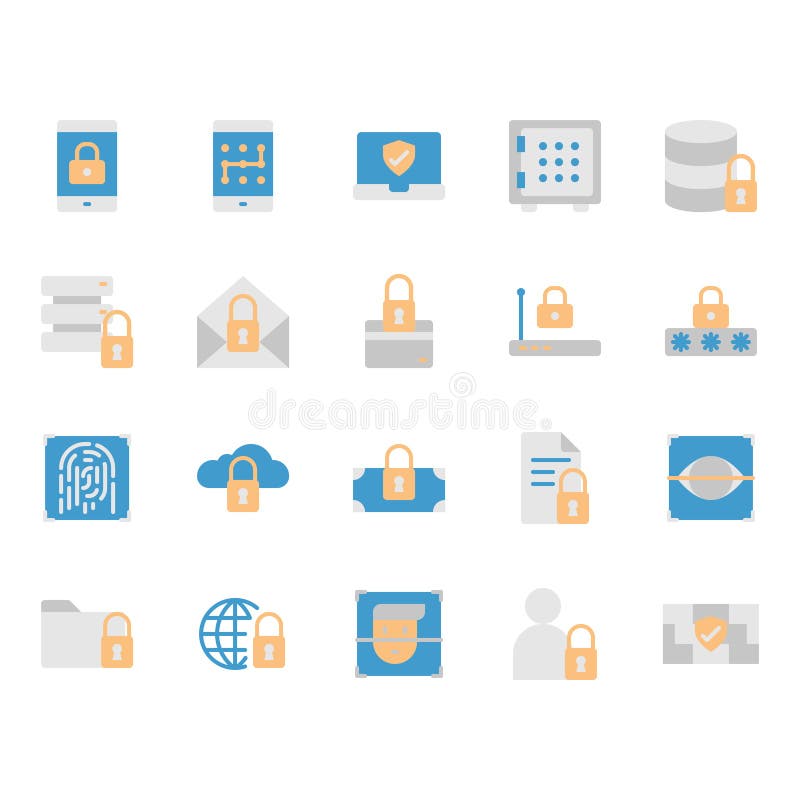 Security and Protection Related Icon Set Stock Vector - Illustration of ...