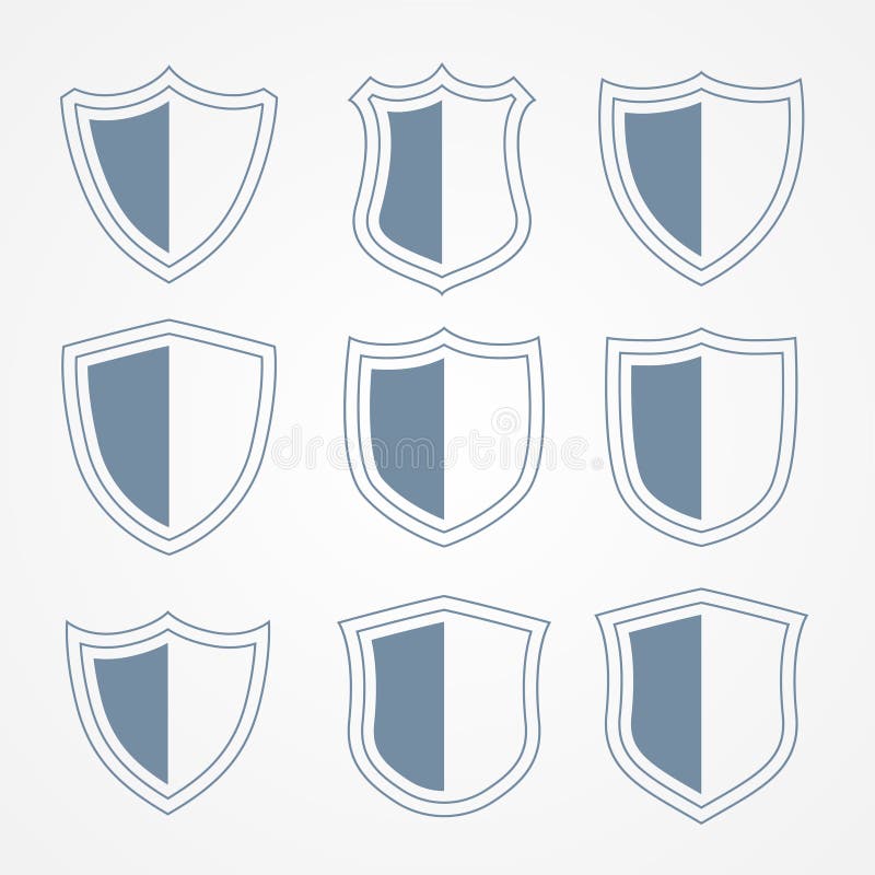 Security Protection Shield Icons Set Stock Vector - Illustration of ...