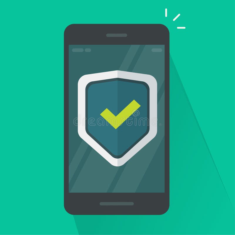 Security Protection Shield on Mobile Phone Guard Online Vector Icon ...